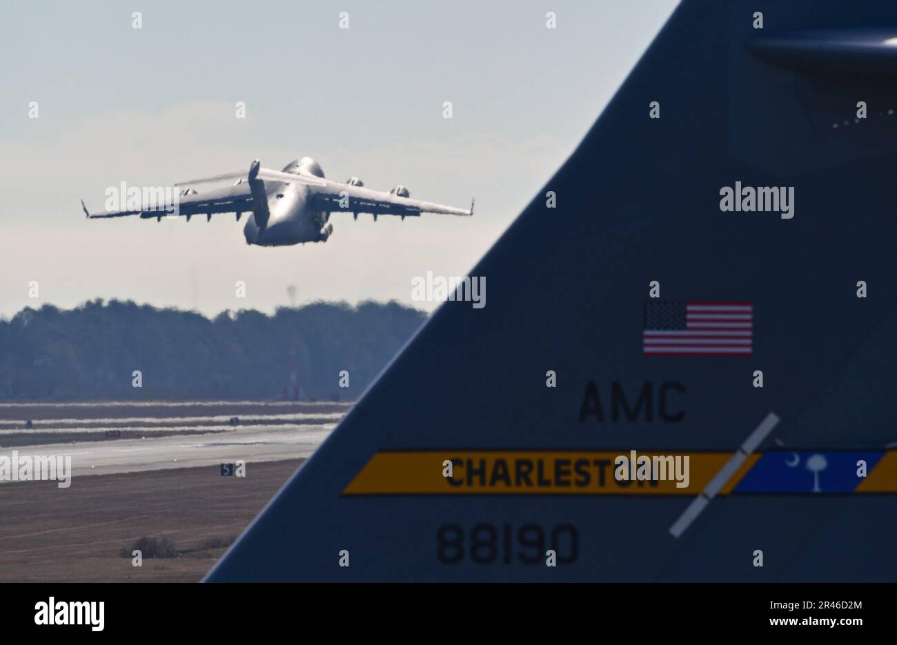 U.S. Air Force C-17 Globemaster III aircraft takes off during a mission ...