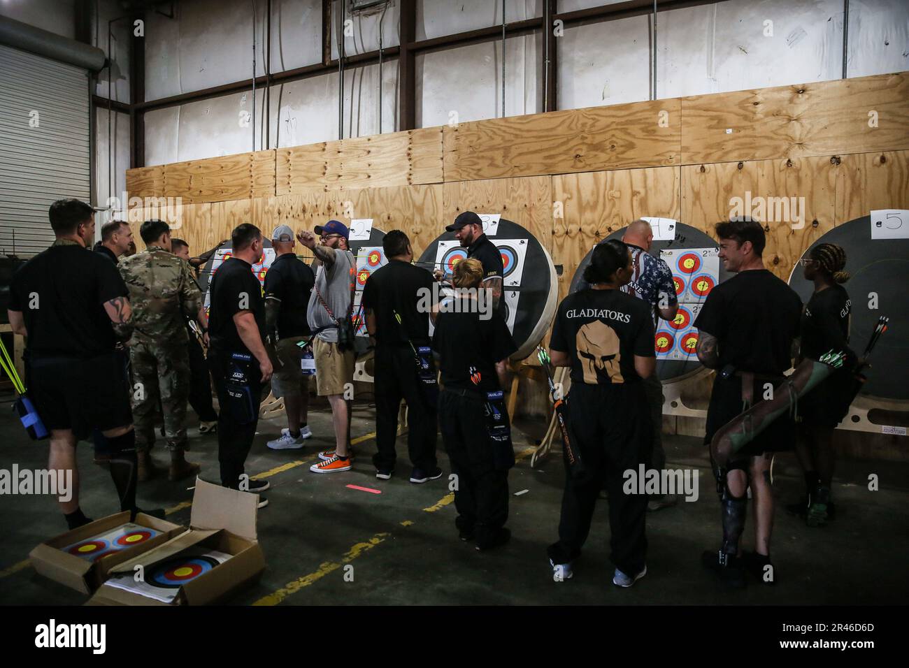 U.S. Army Athletes, scoring their archery shots during the U.S. Army ...