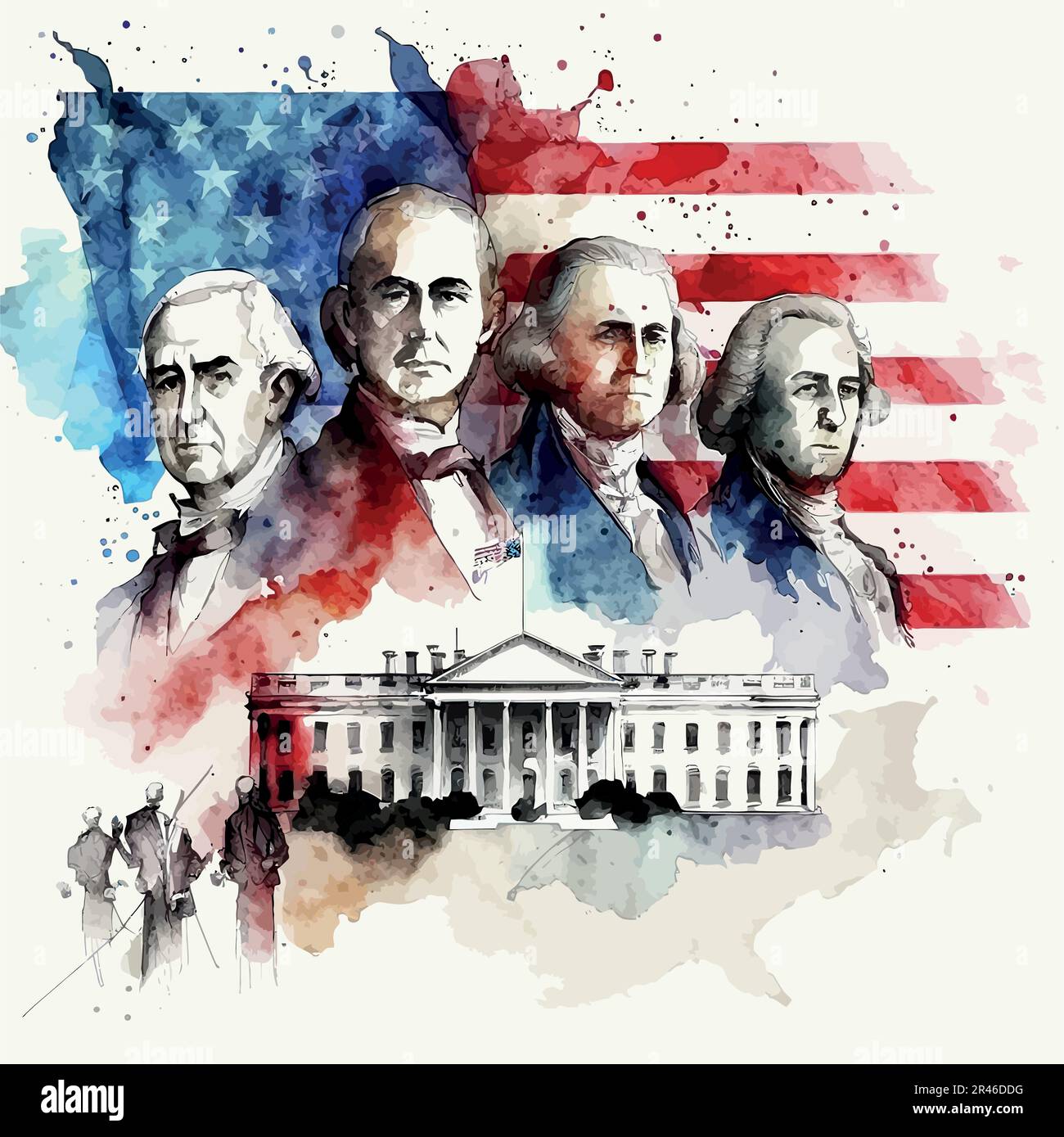 on a white background, a watercolor drawing of an American soldier ...