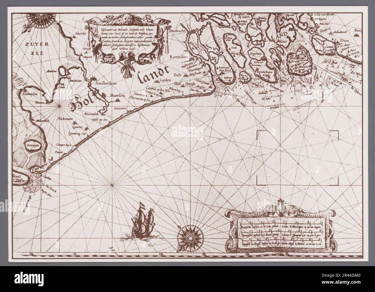 Uit Het licht der Zee-vaert, Amsterdam 1608, Willem Jansz. Blaeu. Kaart Stock Photo - Alamy