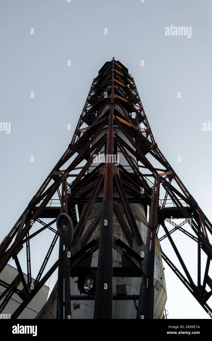 A low angle shot of an immersive old industrial iron tower Stock Photo ...
