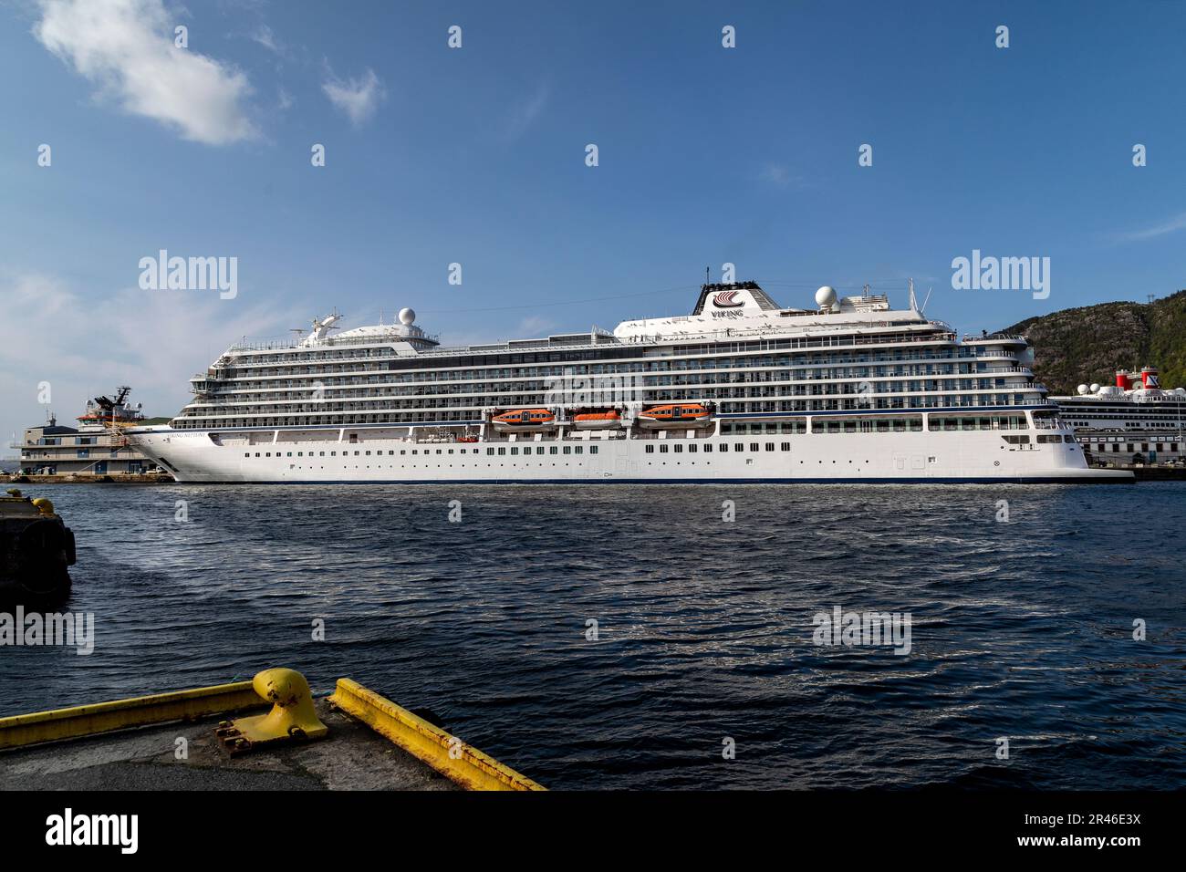 Cruise ship Viking Neptune at Skoltegrunnskaien quay in port of Bergen ...