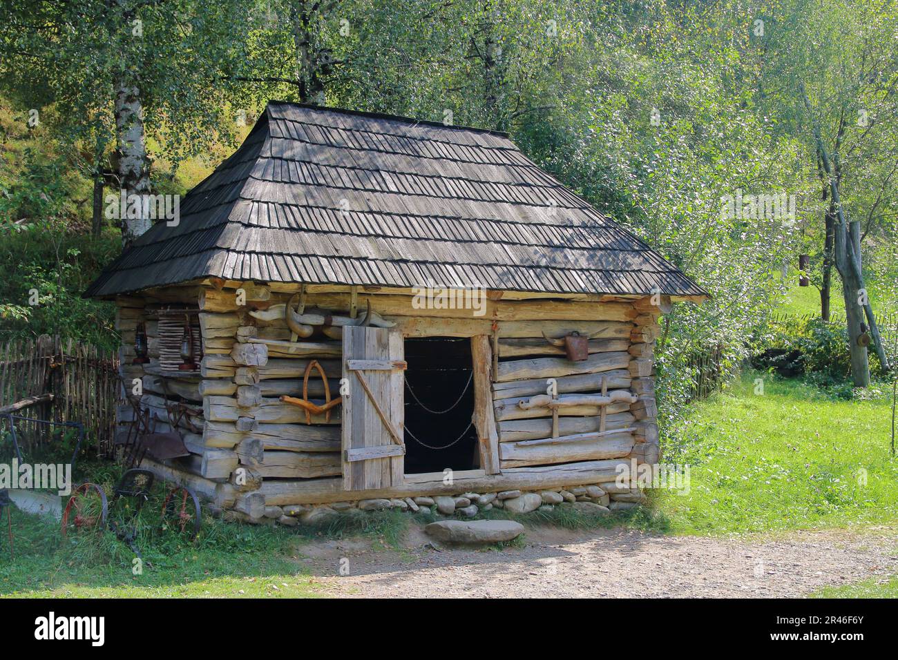 The picture was taken in Ukraine, in Kolochava village. In the photo ...