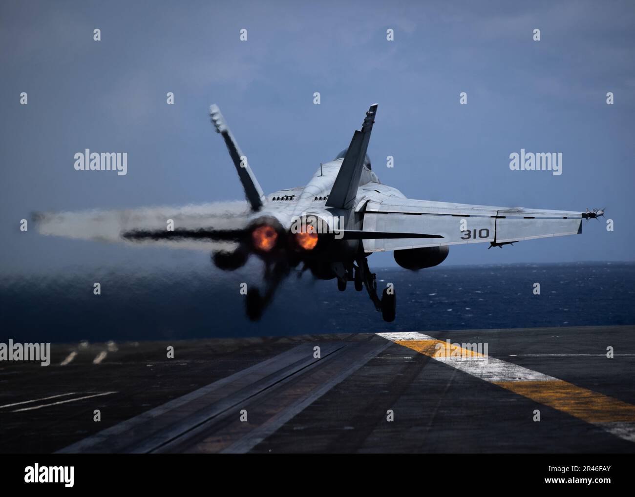 230410-N-MH015-1134 PHILIPPINE SEA (April 10, 2023) An F/A-18E Super Hornet from the “Kestrels ...