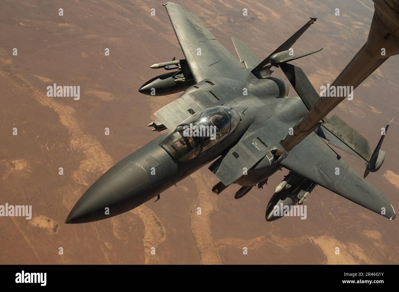 A U.S. Air Force F-15E Strike Eagle assigned to the 389th Expeditionary ...