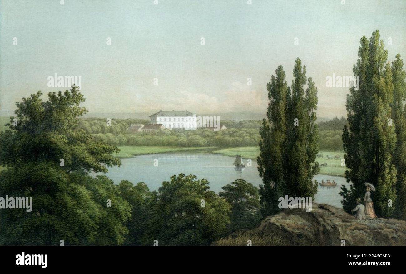 Ulvsunda slott, litografi av Alexander Nay, 1881 Stock Photo - Alamy