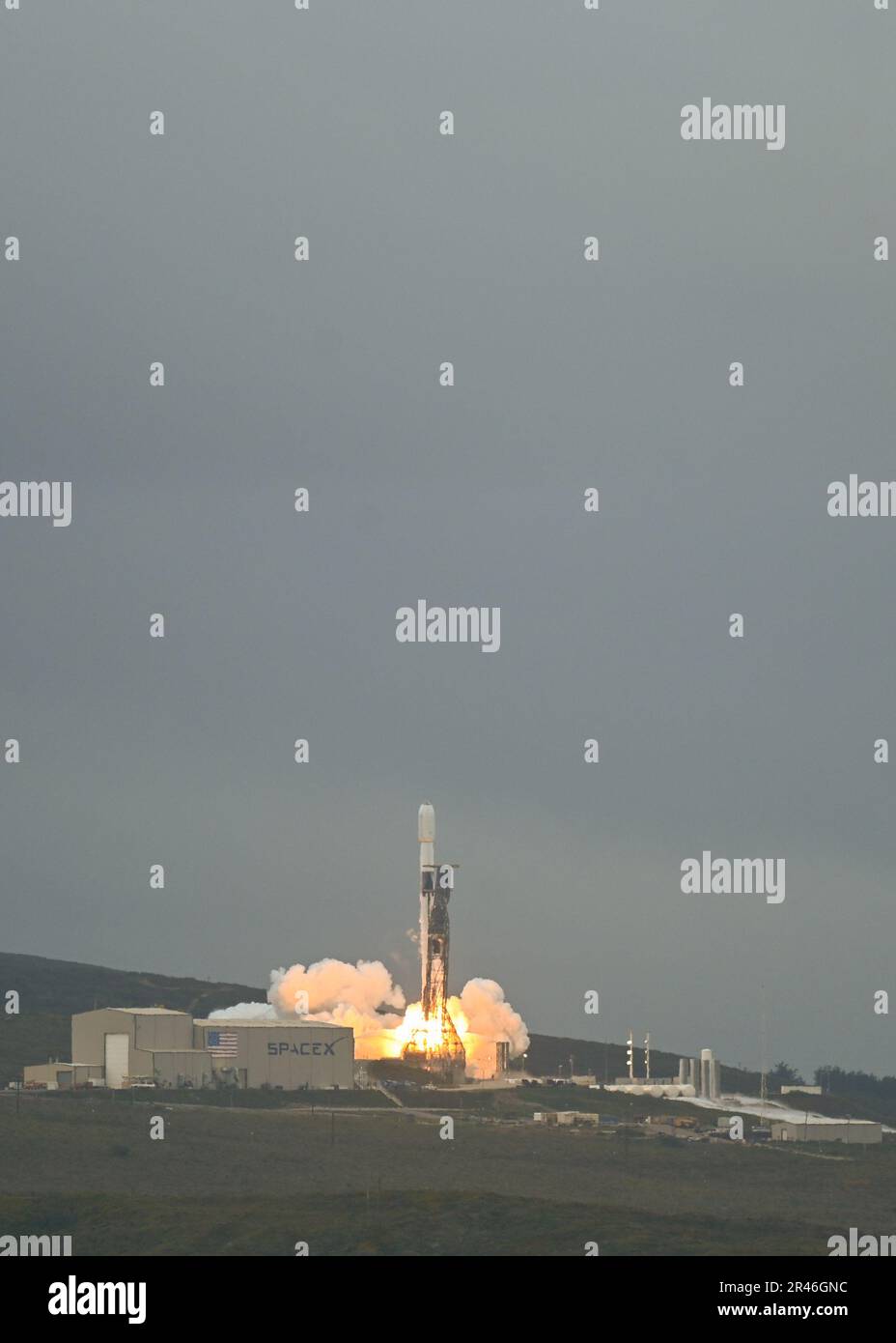 A SpaceX Falcon-9 rocket carrying Starlink mission 2-4 launches from ...