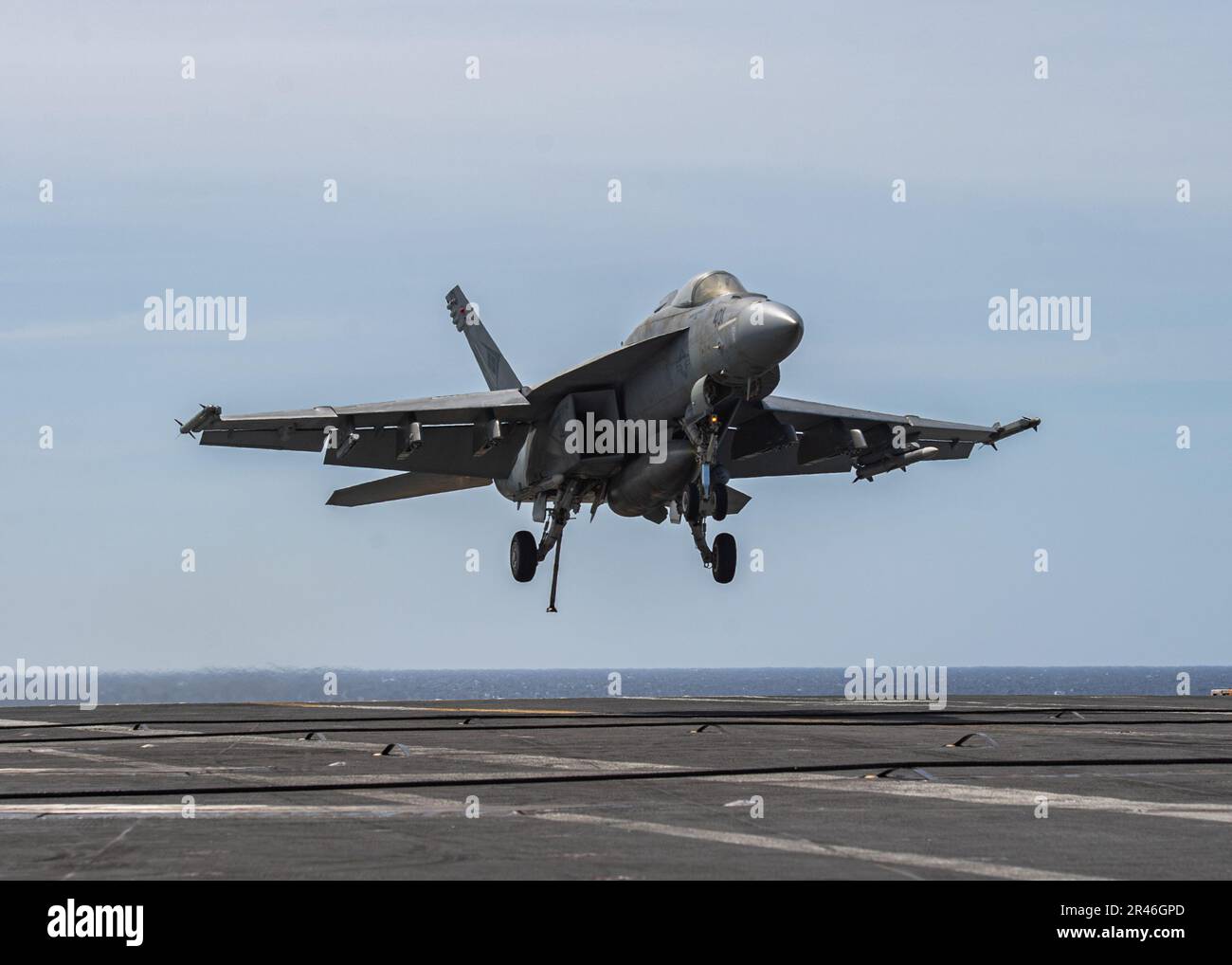 230203-N-MH015-1147 SOUTH CHINA SEA (Feb. 3, 2023) An F/A-18E Super Hornet from the “Blue ...