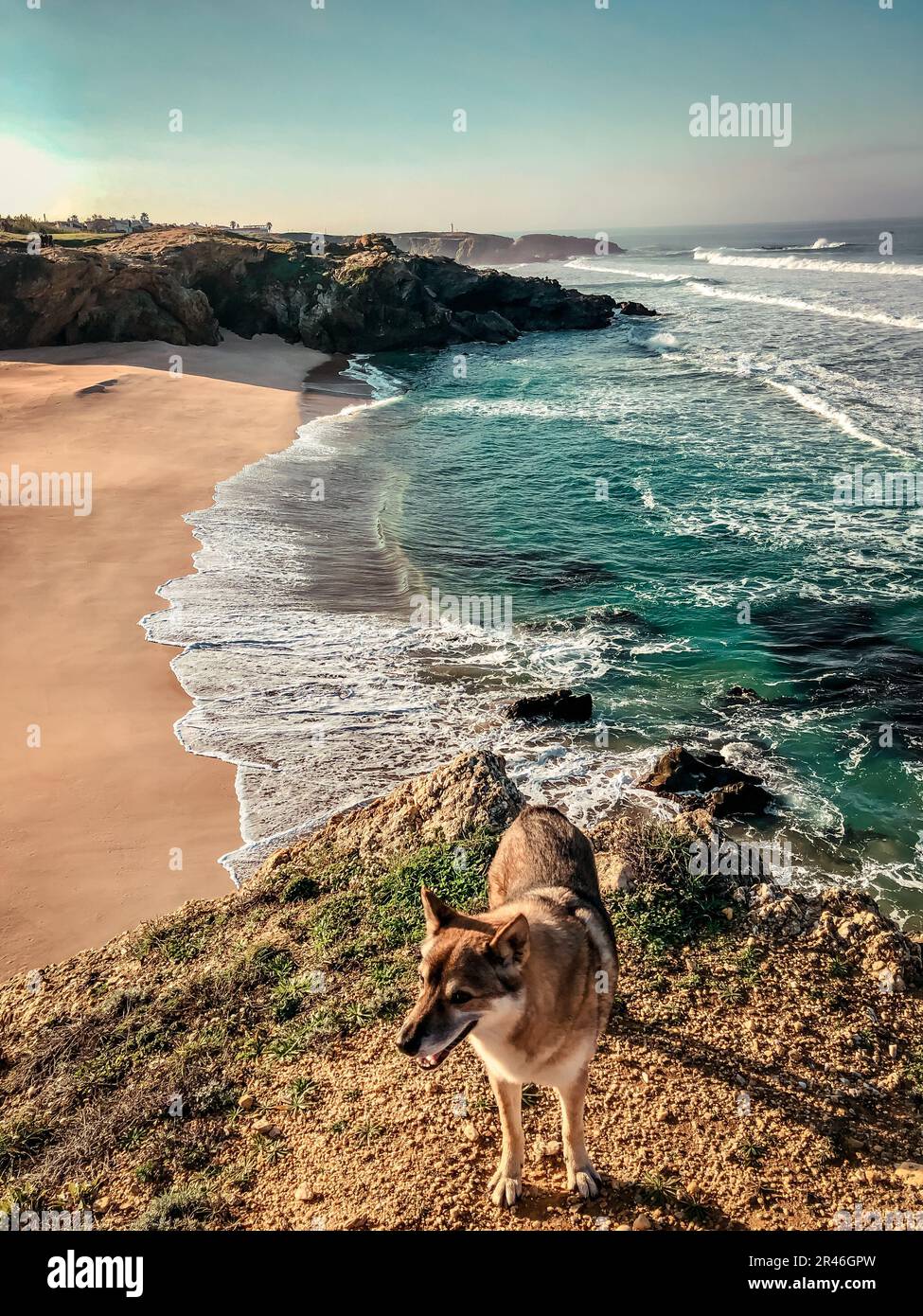 Beach bay landscape in Porto covo Portugal Stock Photo - Alamy
