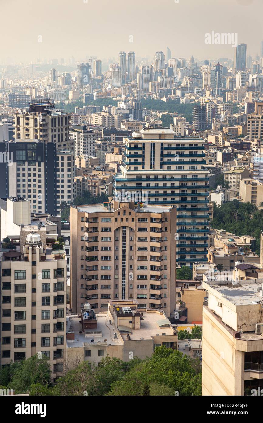 An aerial view of Tehran cityscape with multiple buildings in Iran ...