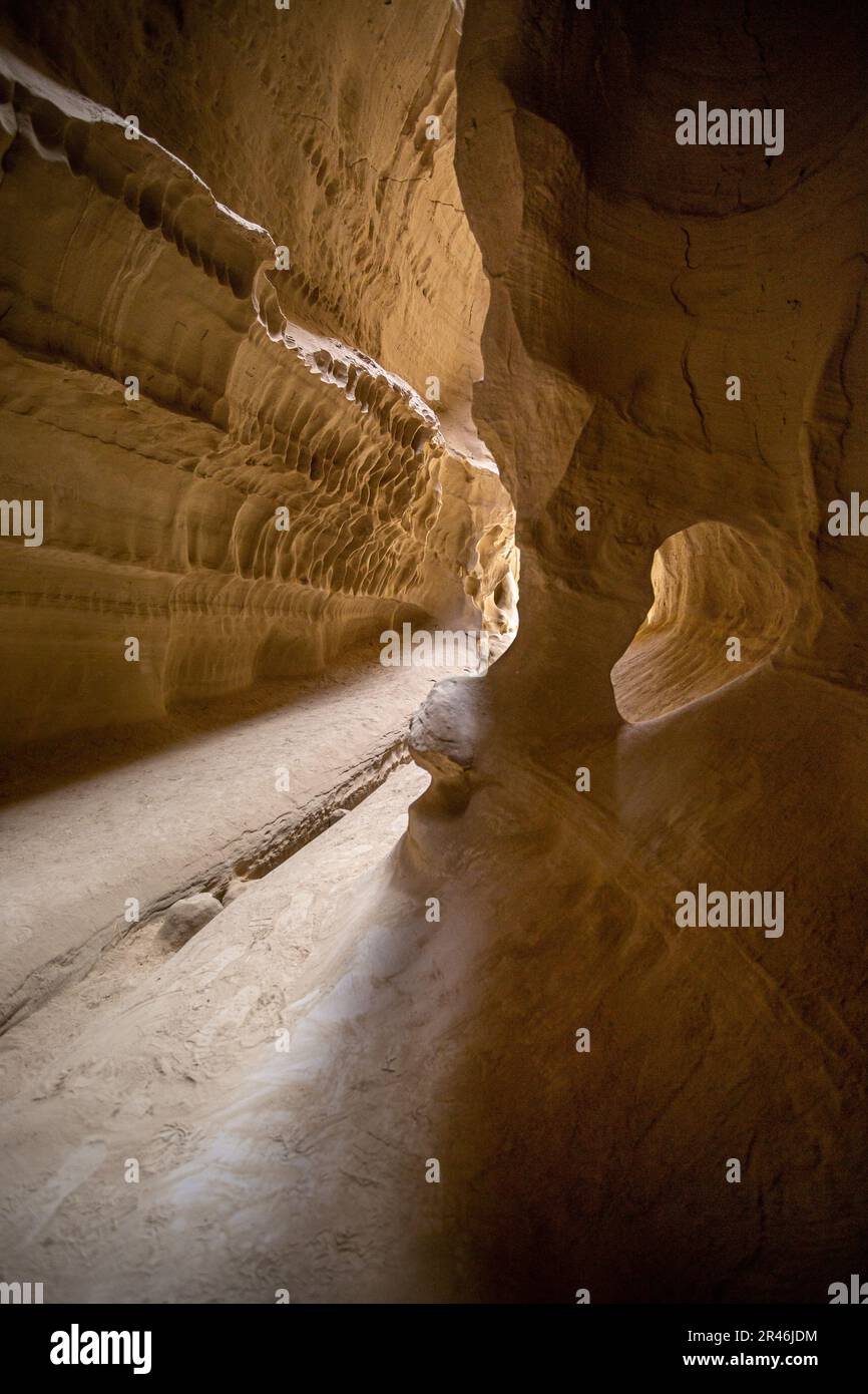 A picturesque view of an underground rock formation in a desert in ...
