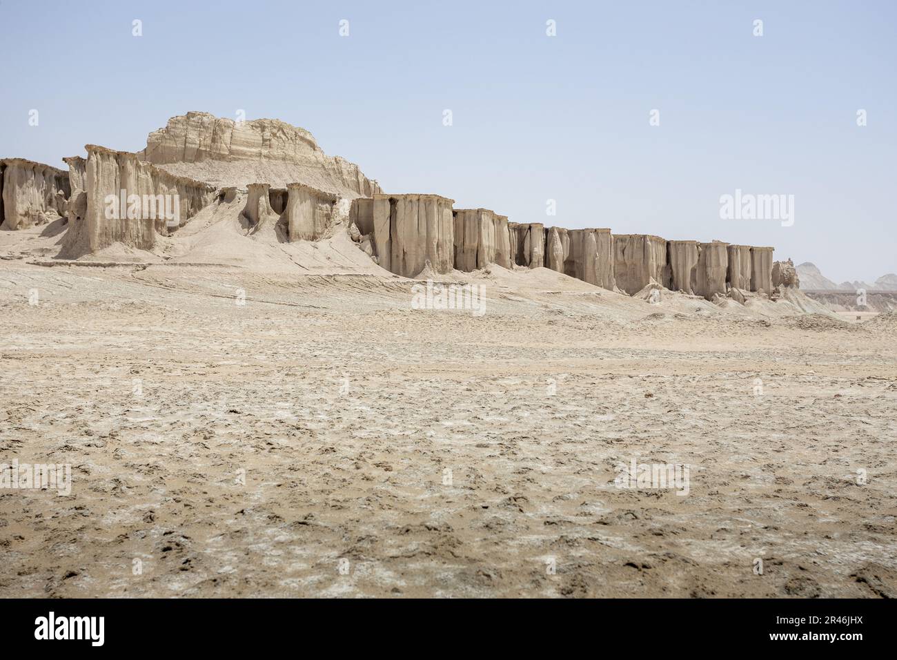 An arid landscape of a desert with cliffs in Qeshm Island, Iran Stock ...
