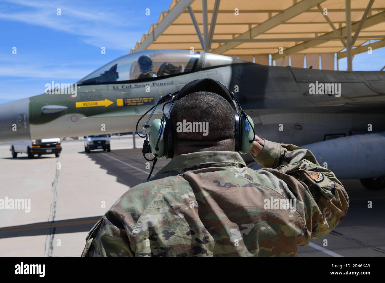 U.S. Air Force Staff Sgt. Victor Prada, a crew chief assigned to the ...