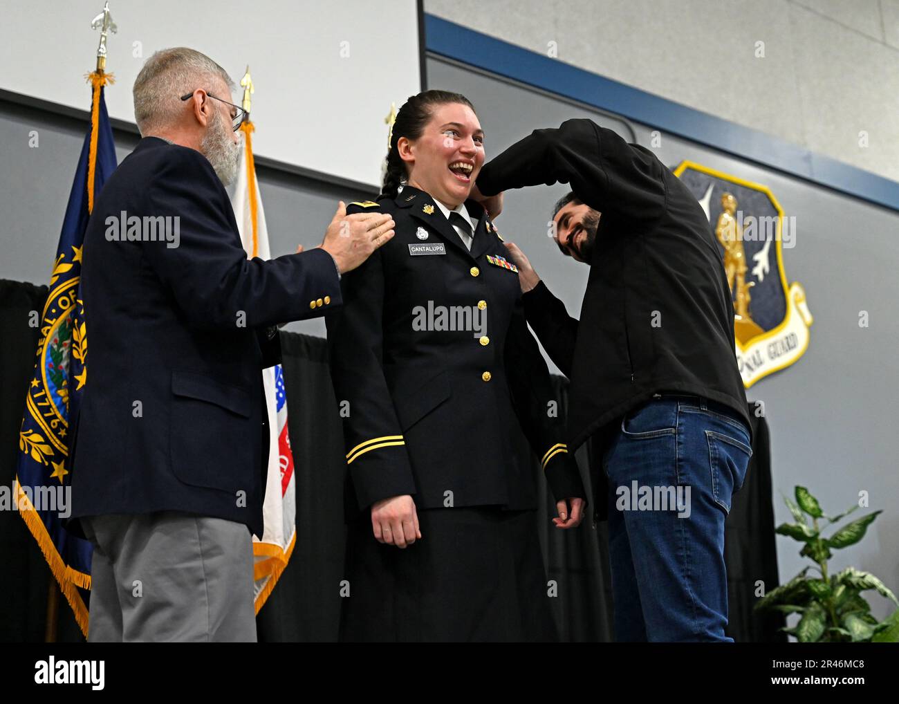 2nd Lt. Victoria Cantalupo receives her new shoulder boards from ...