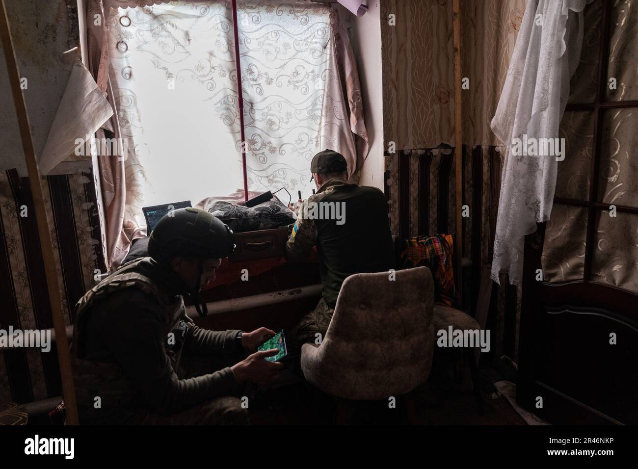 Members of Special Ukrainian army unit of drones operate DJI Mavic 3 ...