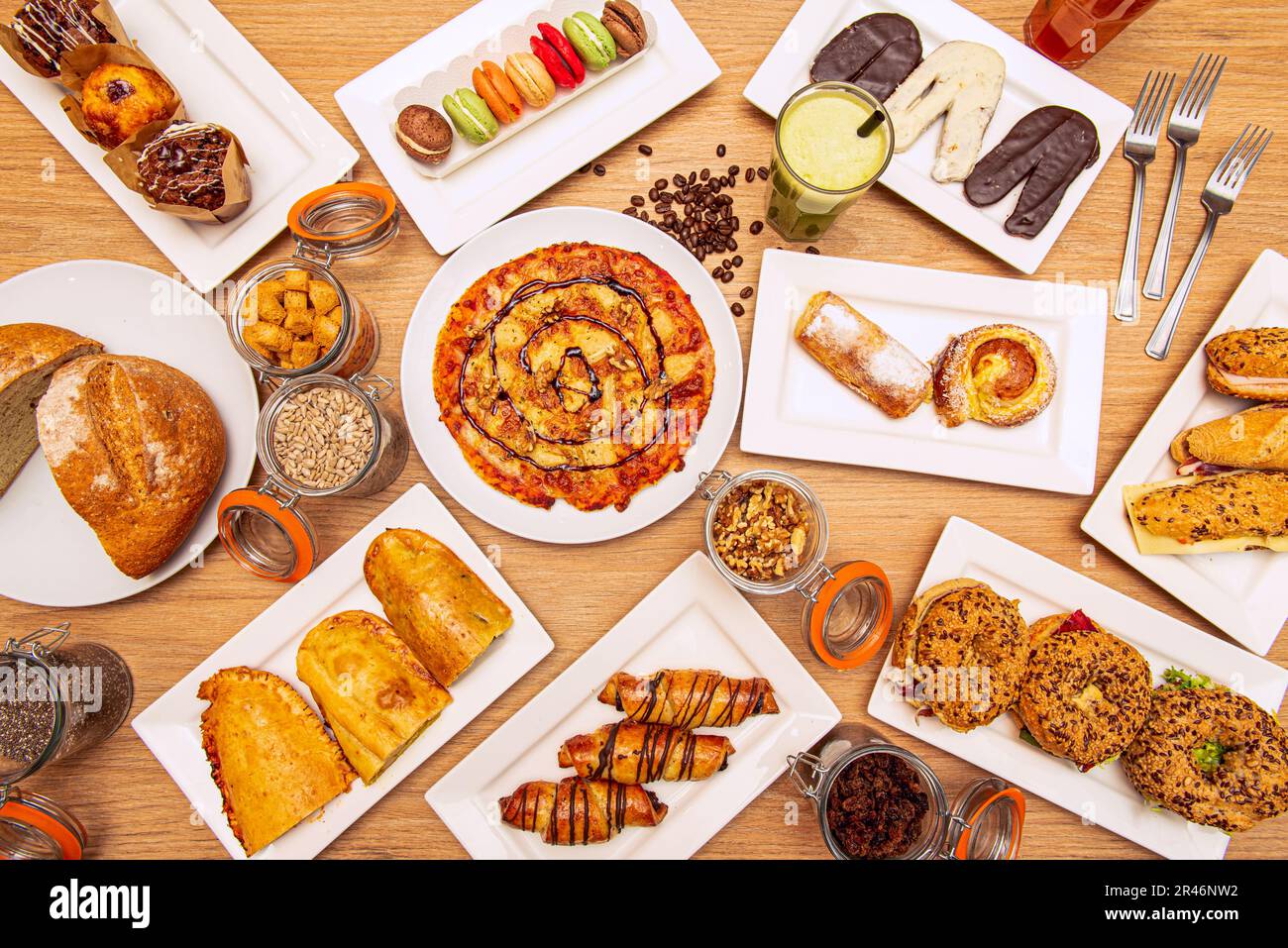 Set of delicious snack, dessert and sweet dishes with assorted nuts and ...