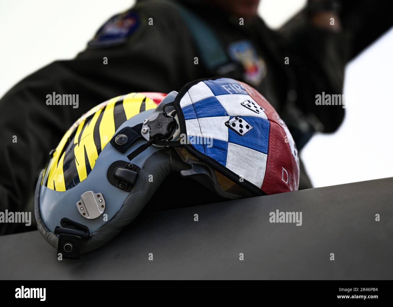 A helmet worn by U.S. Air Force Col. Kevin Lord, 20th Operations Group ...