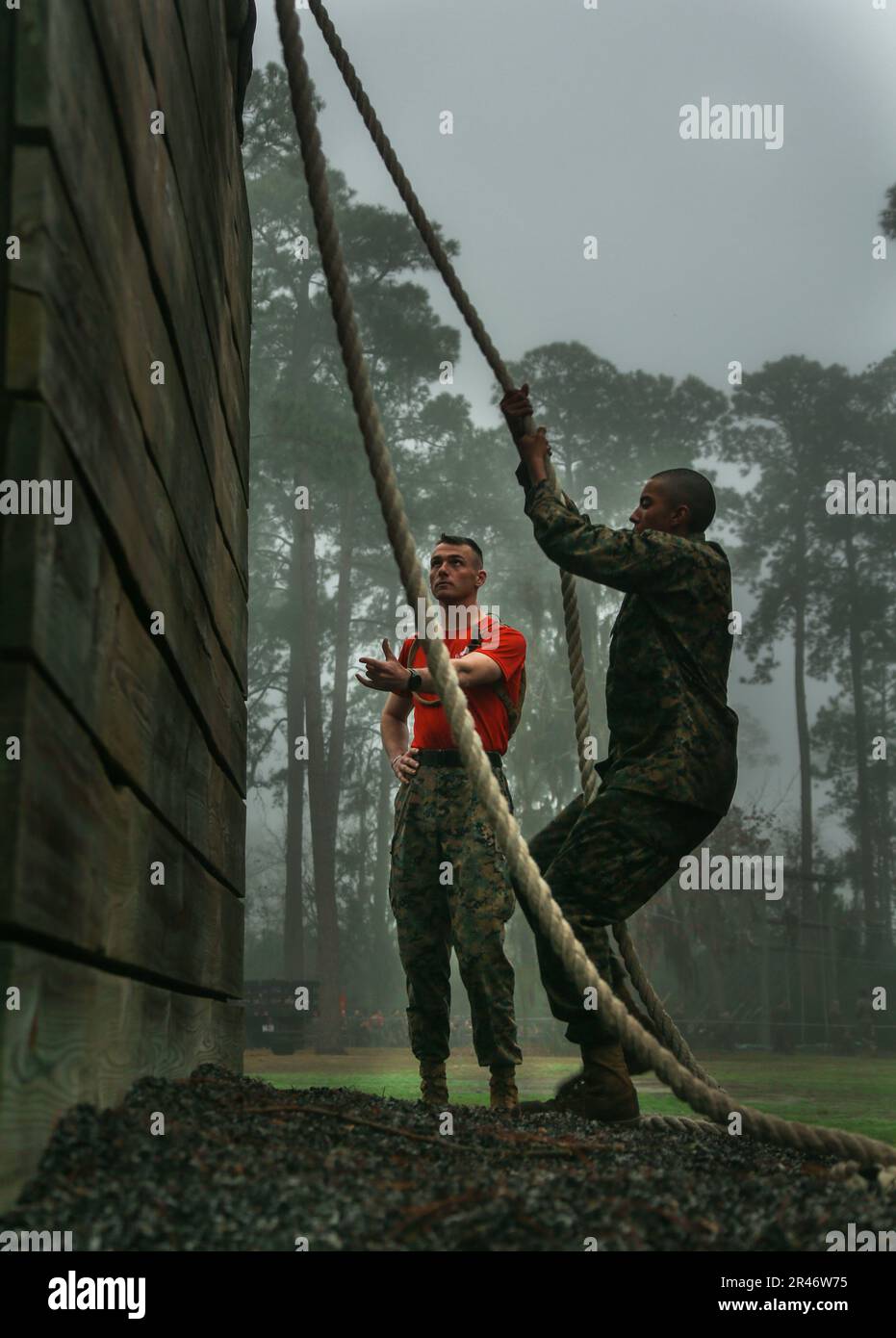 A Recruit with Delta Company, 1st Recruit Training Battalion, navigates ...