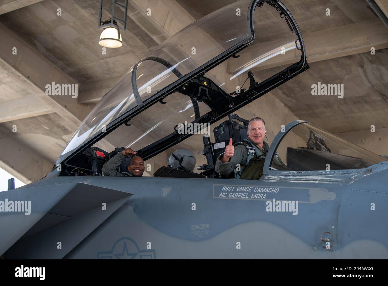 U.S. Air Force Brig. Gen. David Eaglin, right, 18th Wing commander, and ...