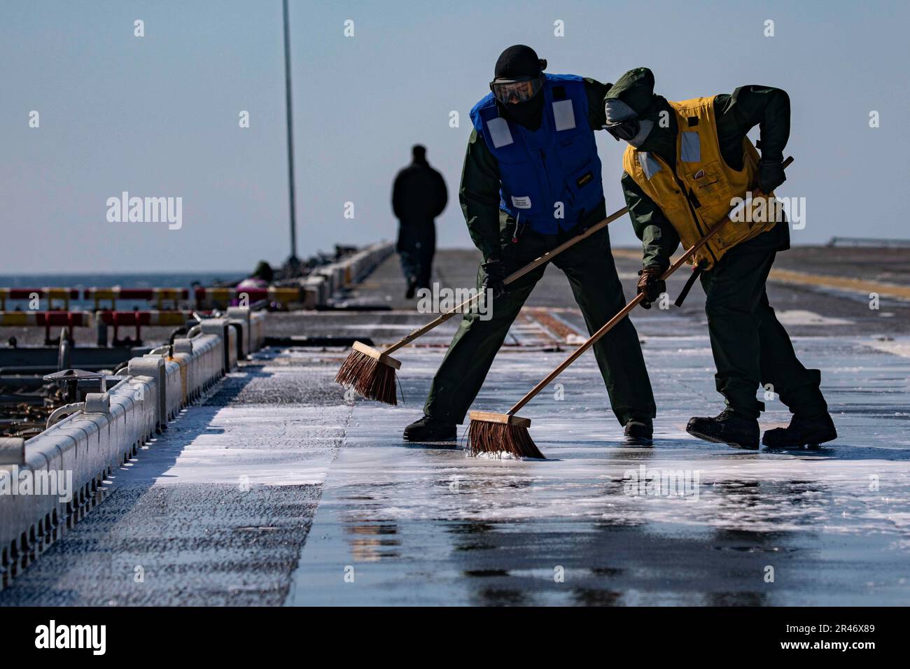 230330-N-OX029-2035 ATLANTIC OCEAN (March 30, 2023) Sailors wash ...