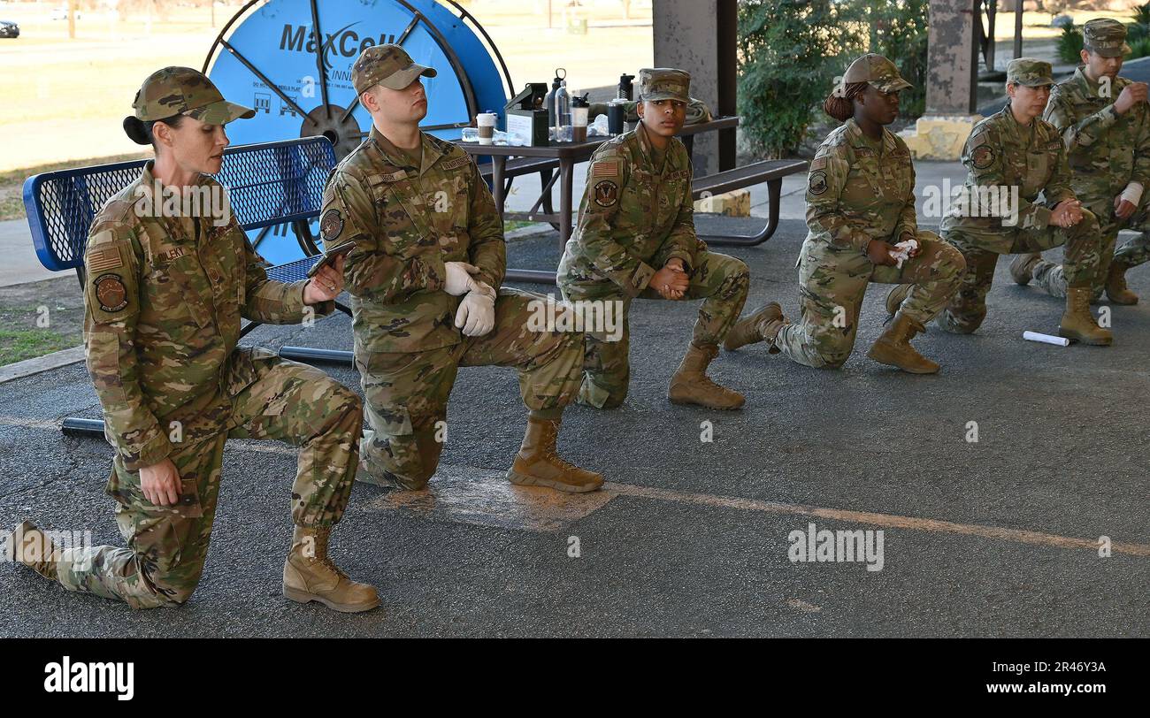 Joint Base San Antonio-Lackland Honor Guard members prepare to perform ...