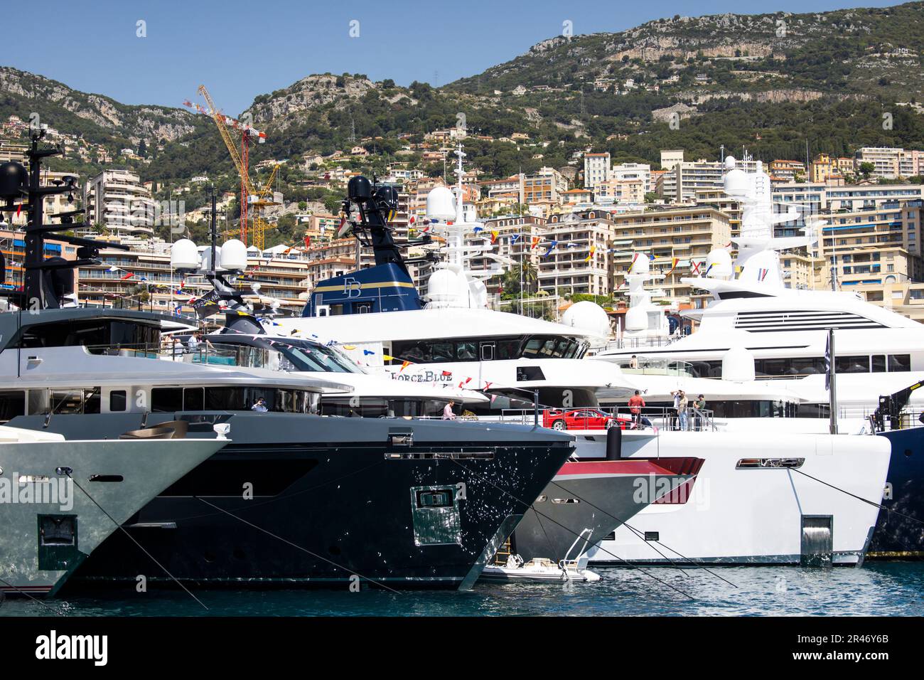 Ferrari F40 on a Yatch in Monaco harbor during the Formula 1 Grand Prix ...