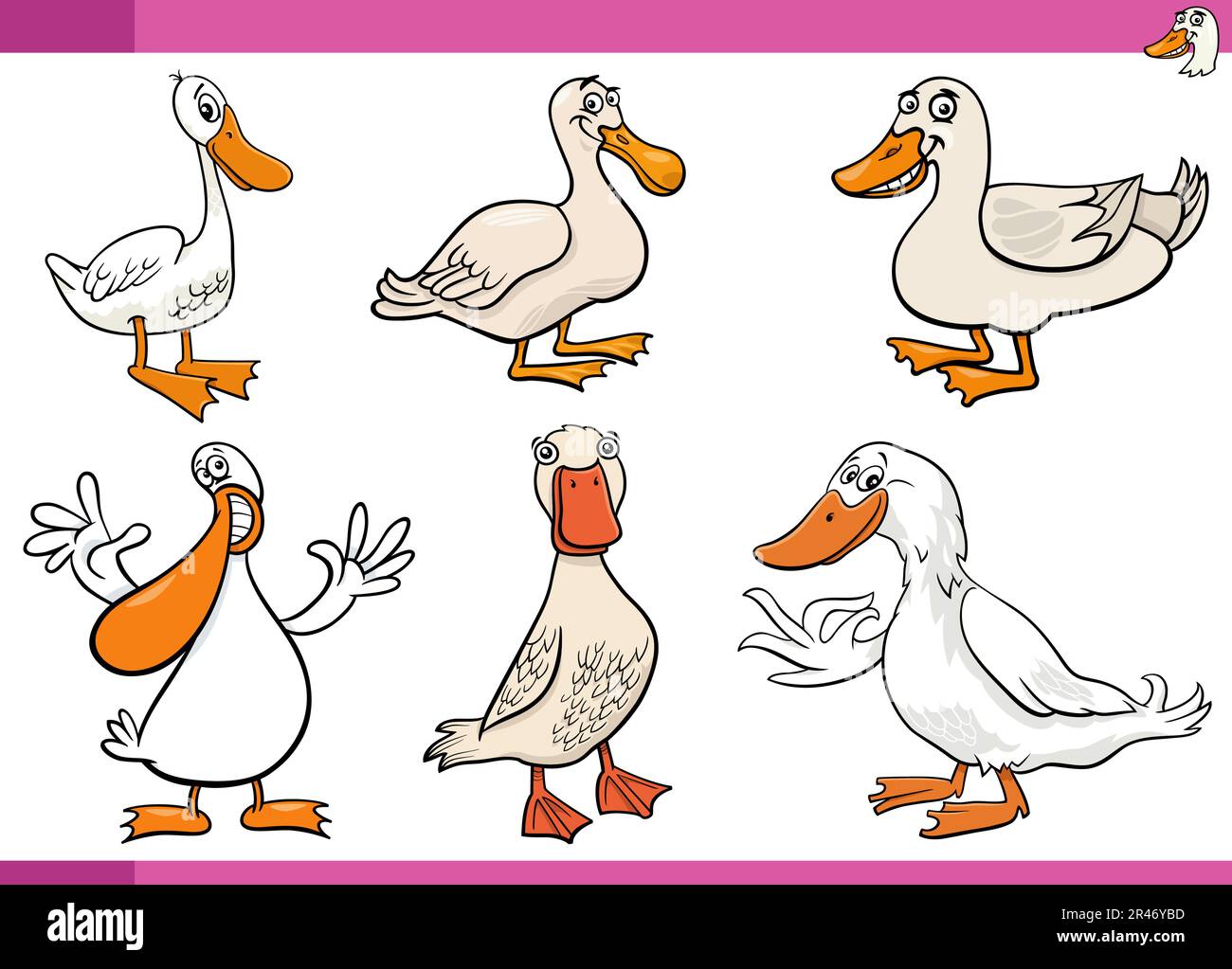 Cartoon illustration of ducks farm birds characters set Stock Vector ...