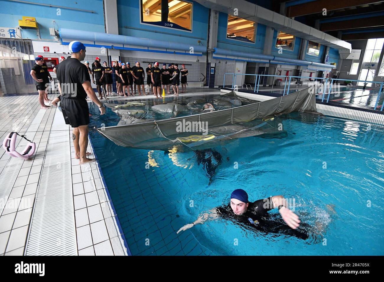 U.S. Army Paratroopers assigned to the 173rd Airborne Brigade, swim ...