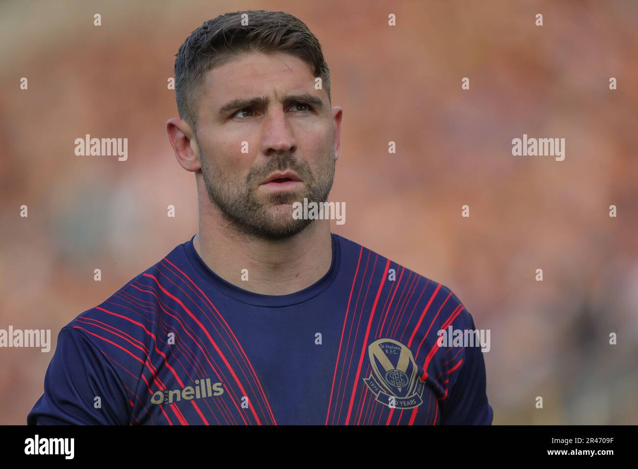 Tommy Makinson #2 of St Helens during the pre match warm up ahead of ...