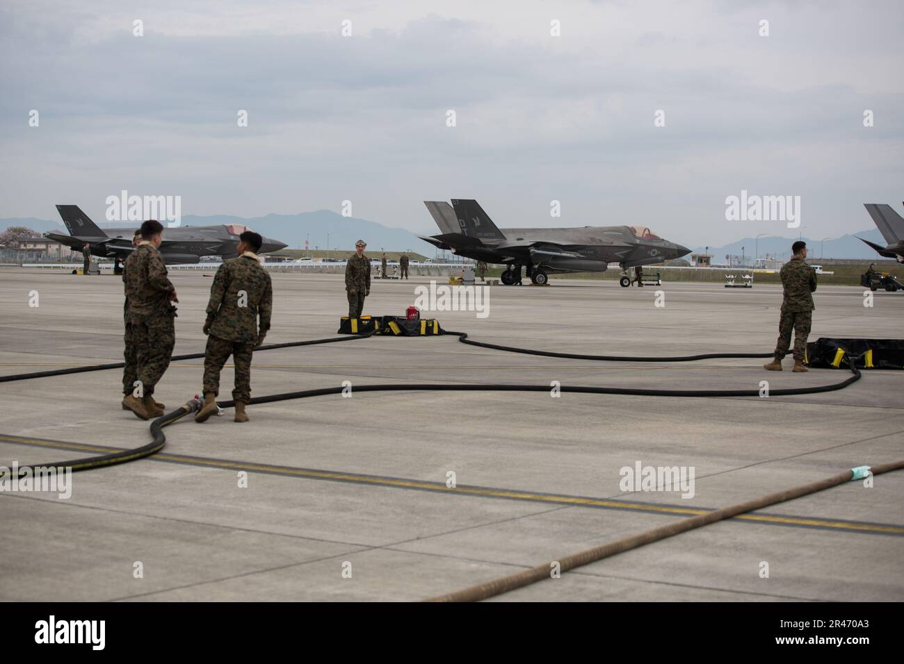 U.S. Marines with Marine Wing Support Squadron 171 prepare to refuel an ...
