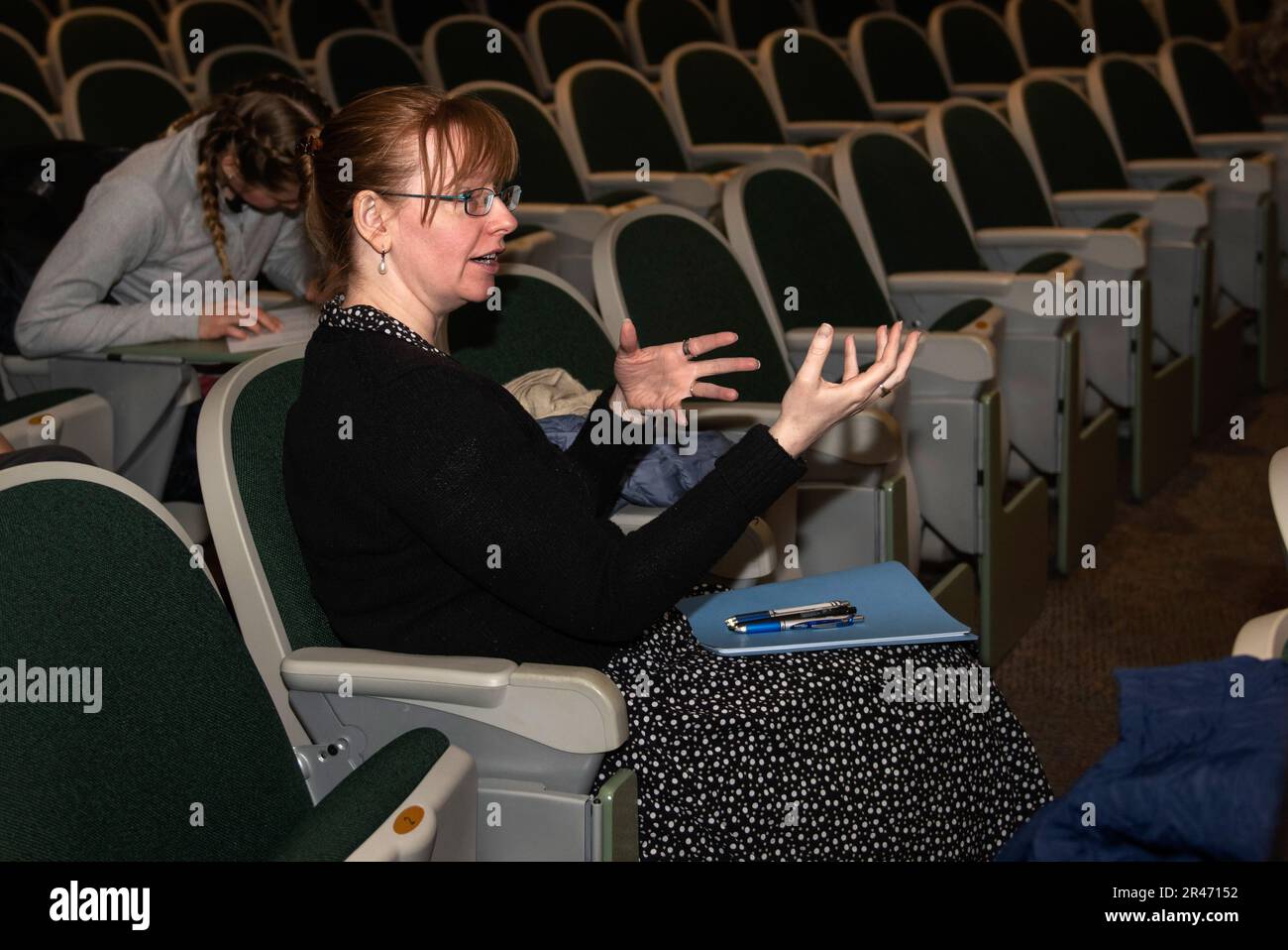 Attendees take part in a Q&A with Senior Master Sgt. Stephanie Zengerle ...