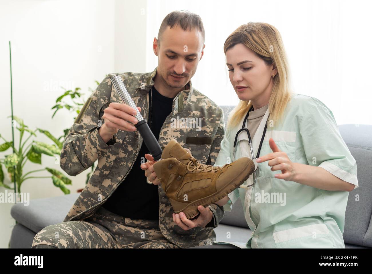 nurse checking or examination on patient leg in hospital Stock Photo ...