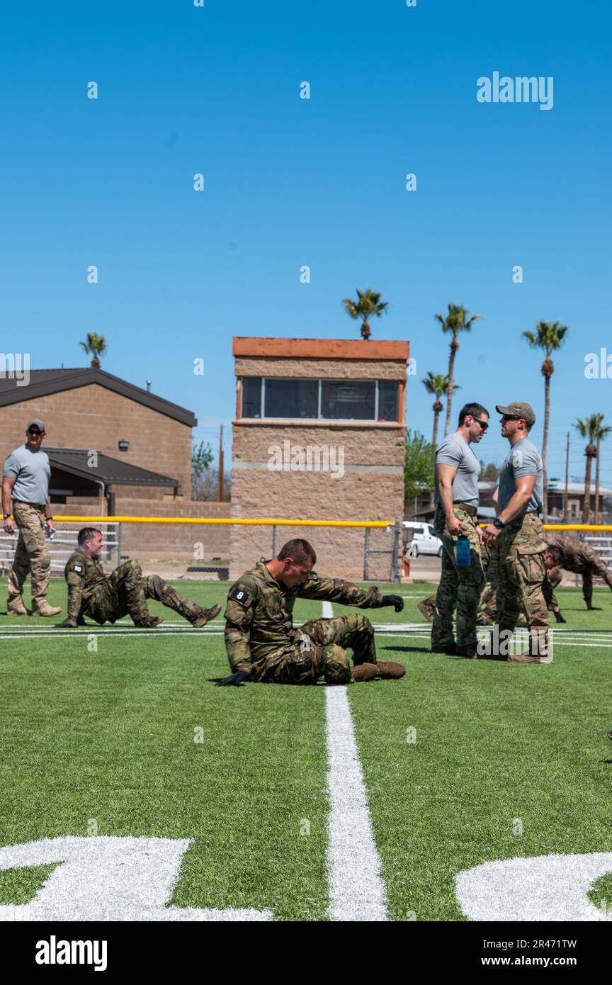 Combat rescue officer candidates participate in their screening during ...