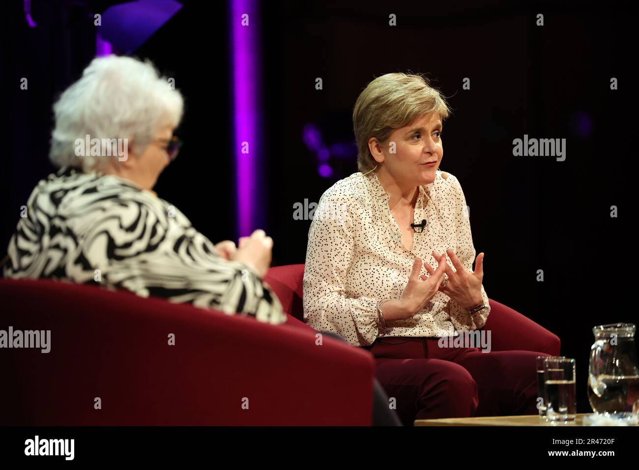 Former first minister Nicola Sturgeon chairs an event with comedian ...