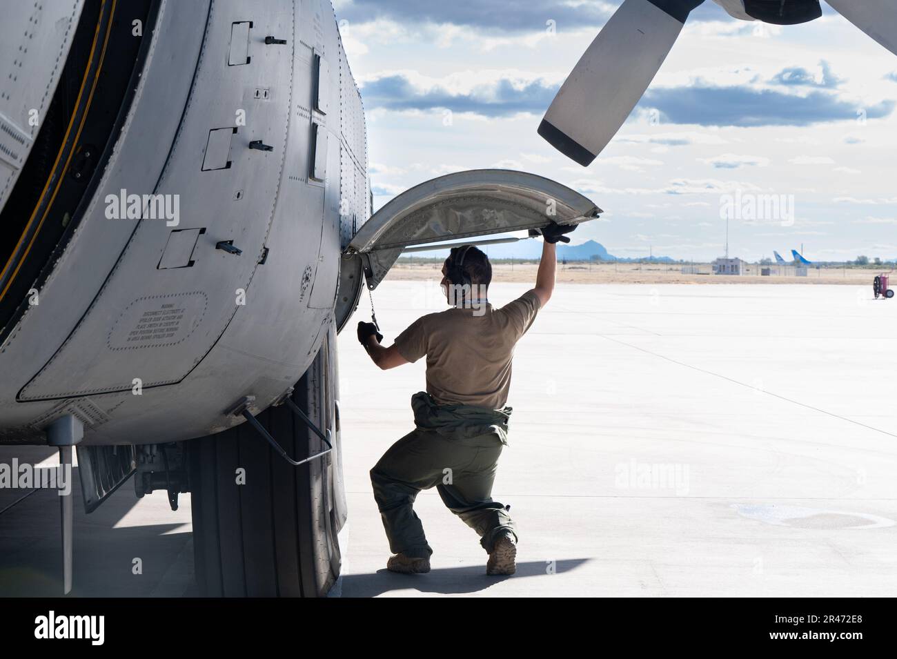 Aircrew from the 43rd Electronic Combat Squadron perform pre-flight ...