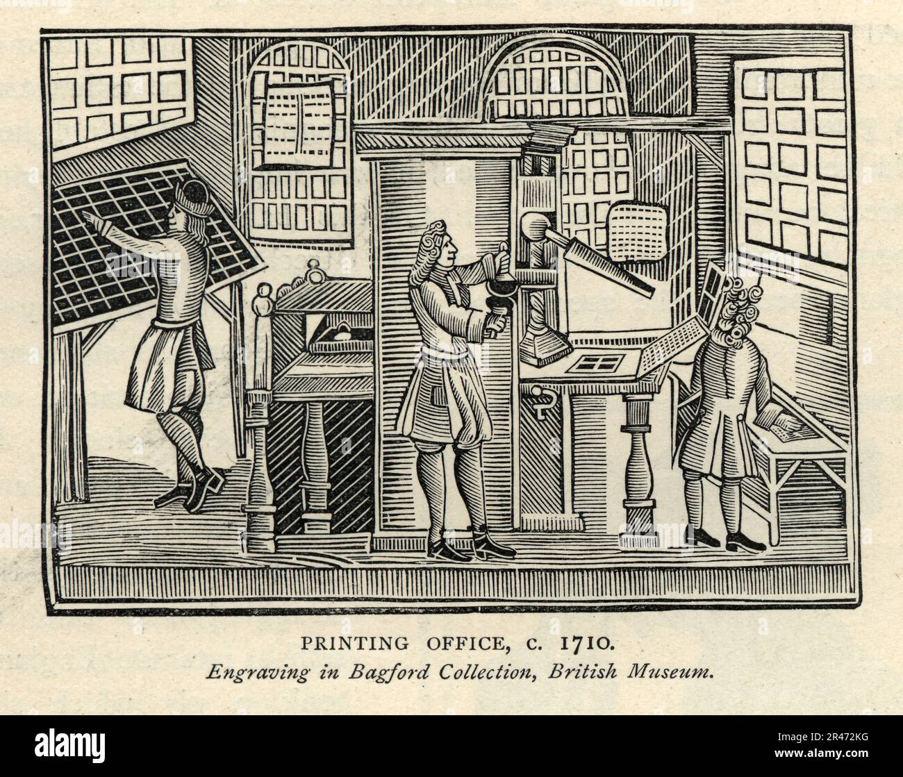 Printing office, Typesetter, Typesetting, Printing press, early 18th ...