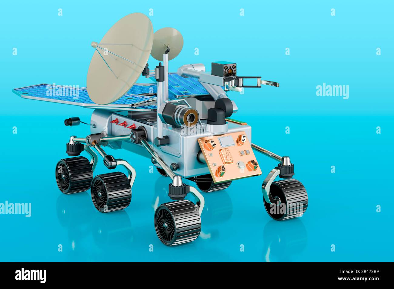 Planetary rover on blue backdrop, 3D rendering Stock Photo - Alamy