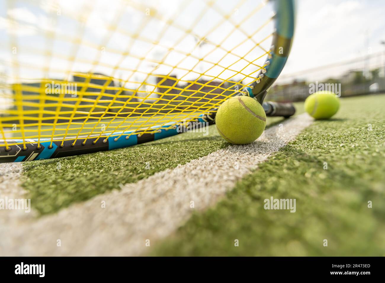 Tennis racket and balls, flat lay. Space for text Stock Photo - Alamy
