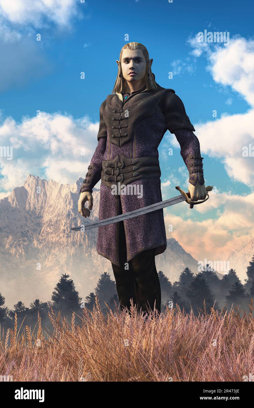 Here stands a male elf fighter, on of the most basic character types in ...