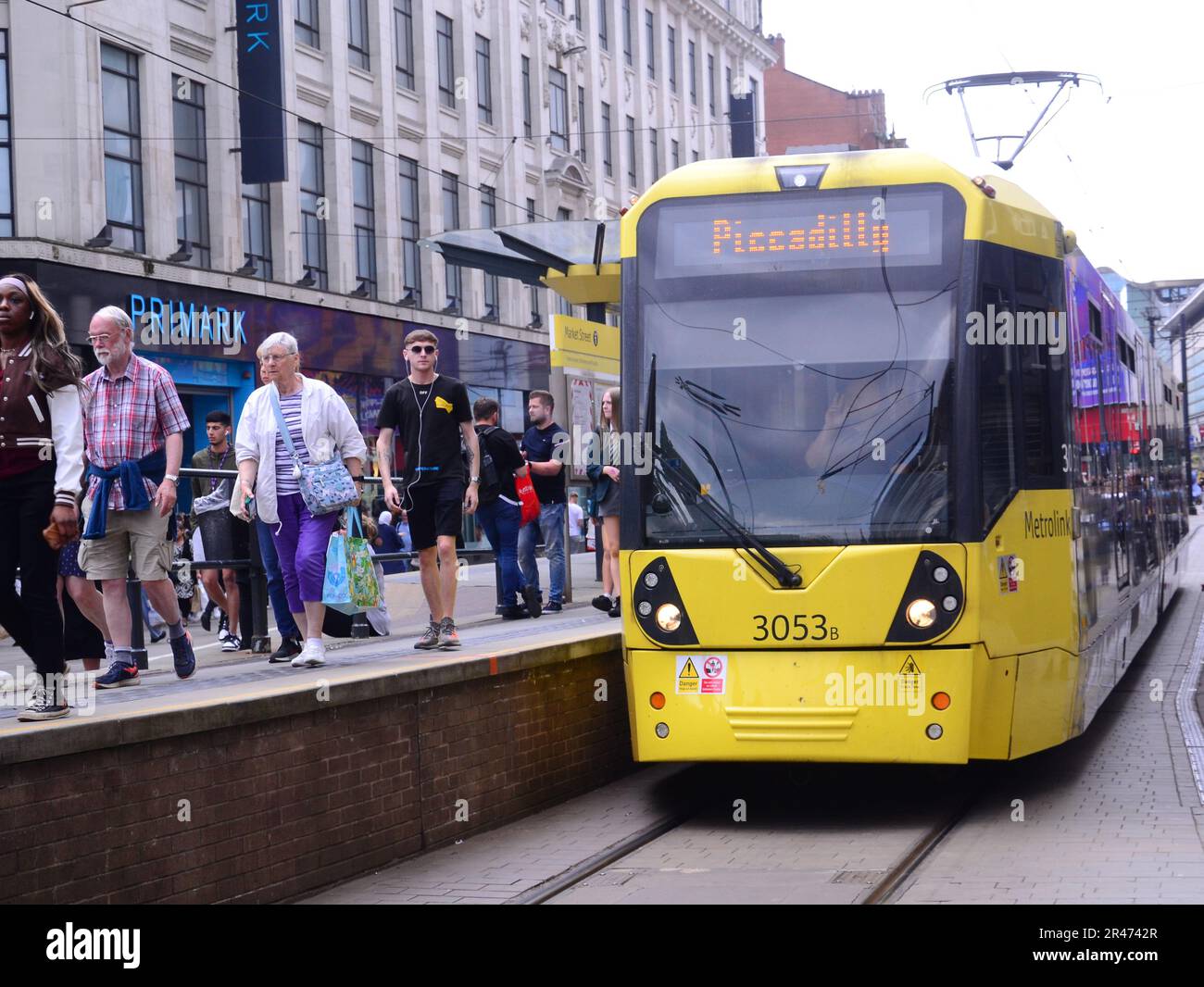 26th May, 2023. Passengers leave a Metrolink tram at the Market Street ...
