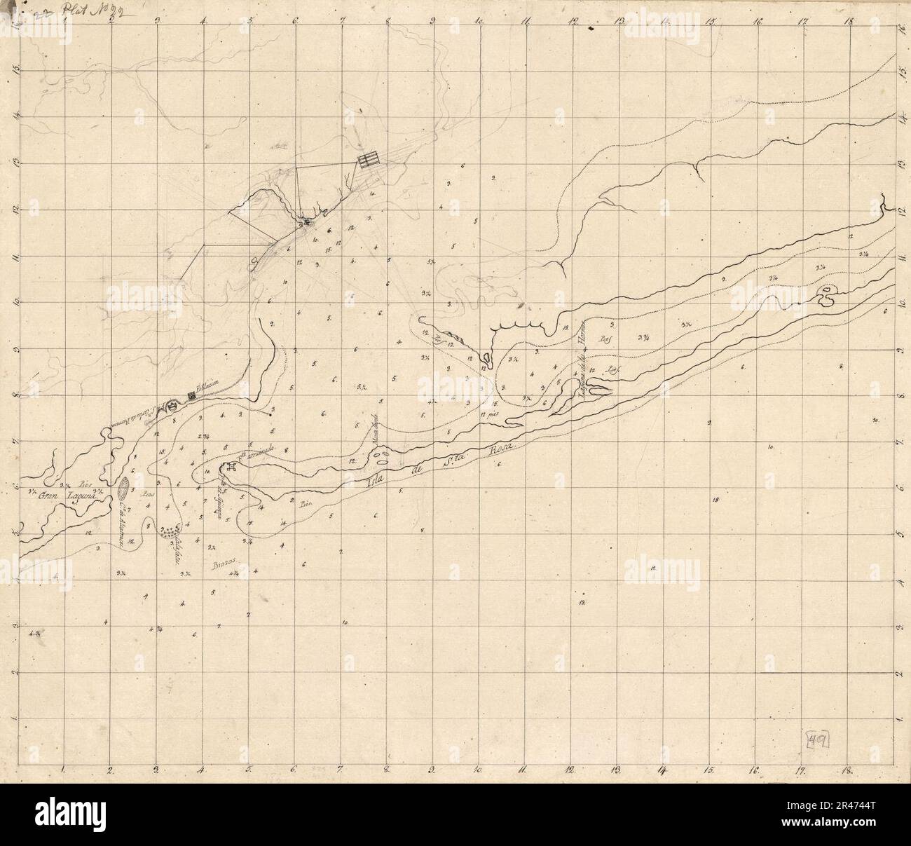 Unfinished map of Pensacola Bay and Santa Rosa Island Stock Photo - Alamy