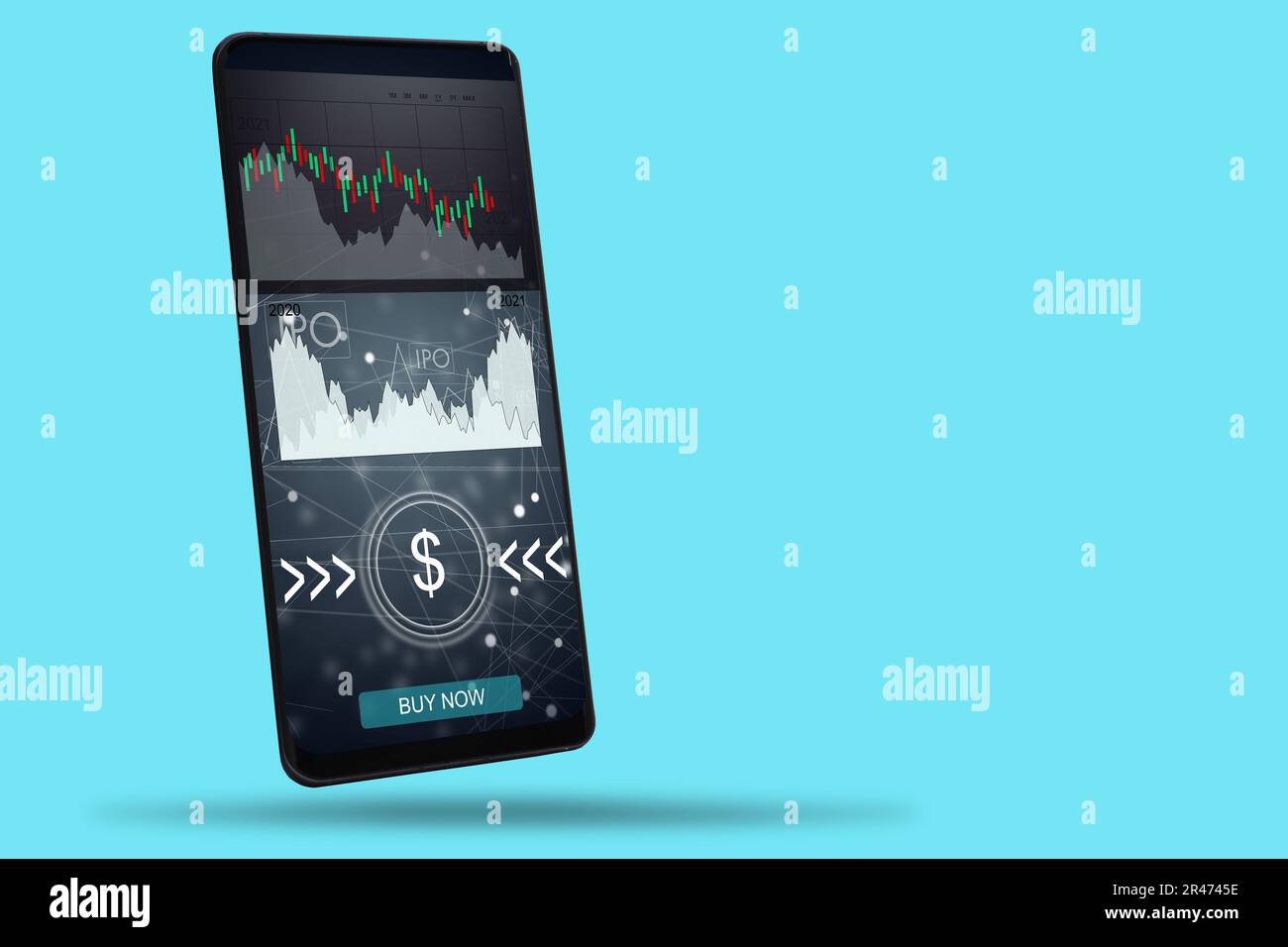 smartphone with IPO graphics. app is open on smart phone - Stock chart ...