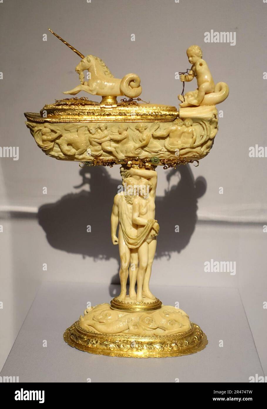 Unicorn (narwhal) cup and cover, Germany, Augsburg or Nuremberg, late ...