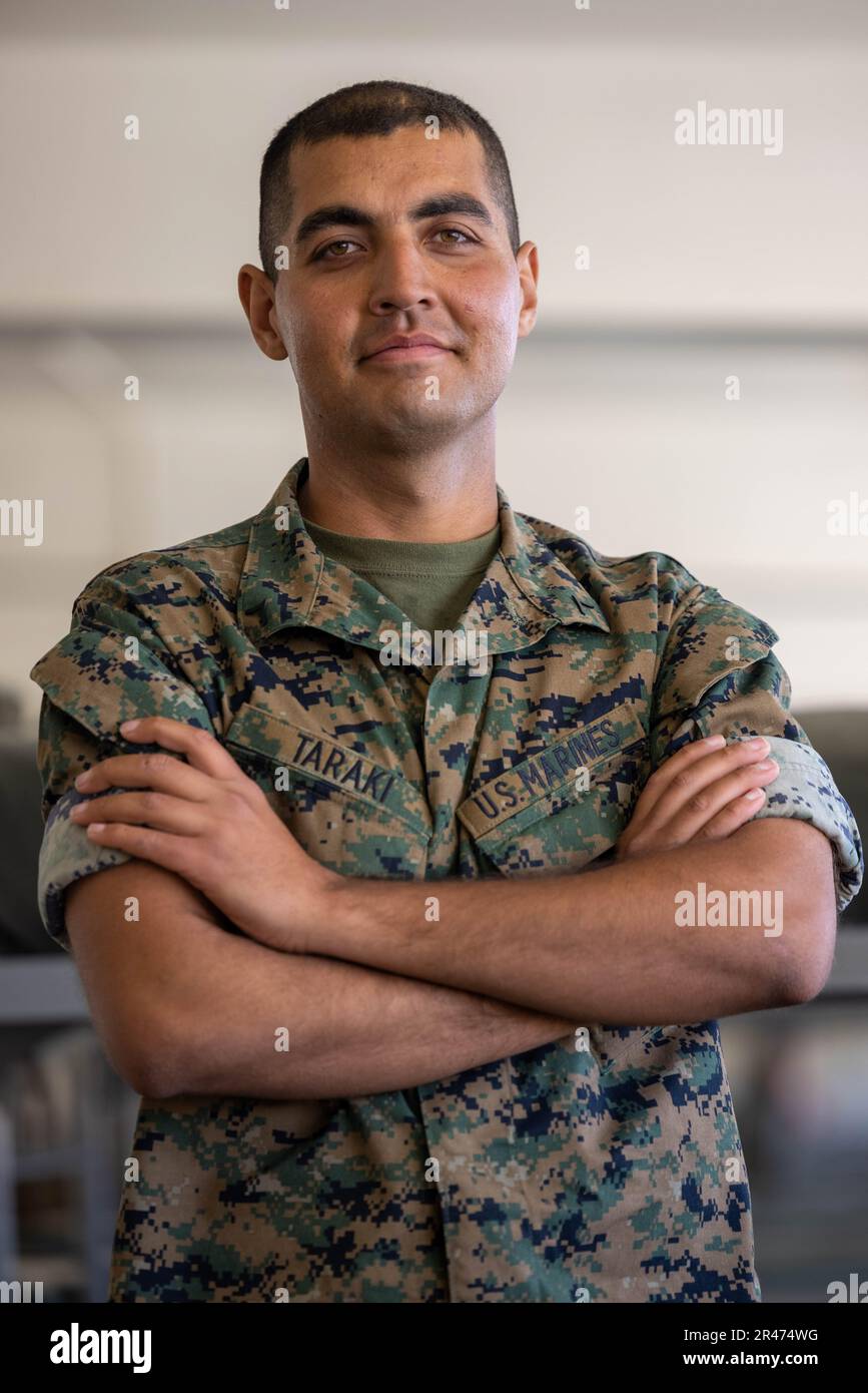 U.S. Marine Corps PFC Aimal Taraki poses for a photo at Marine Corps ...