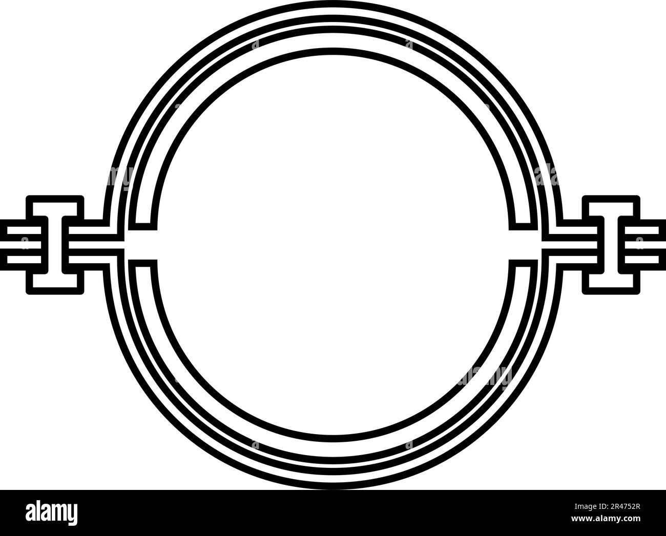 Metal Clamp With Rubber Band Hose Contour Outline Line Icon Black Color Vector Illustration