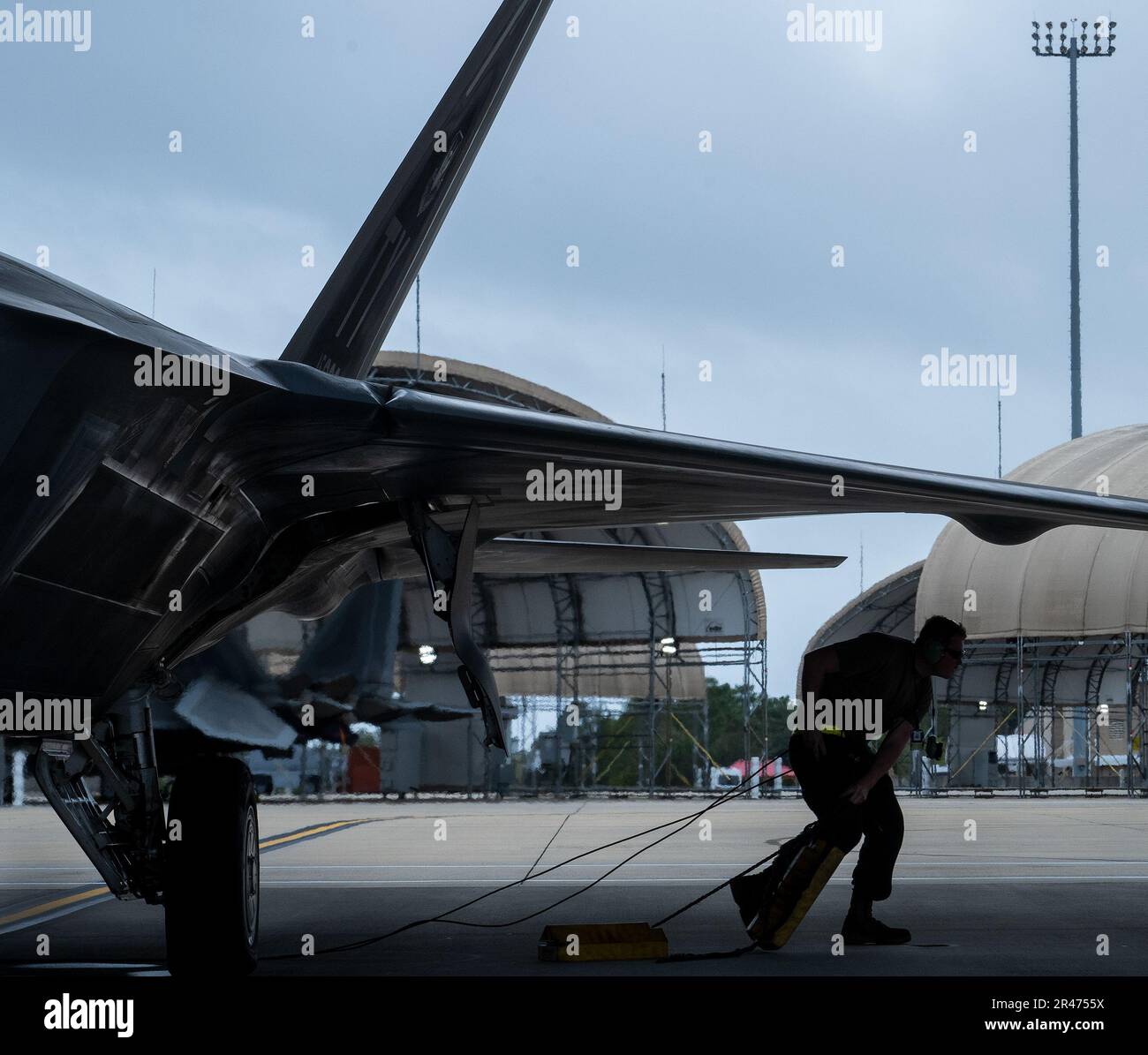 Airman 1st Class Austin Letz, 43rd Fighter Generation Squadron, pulls ...