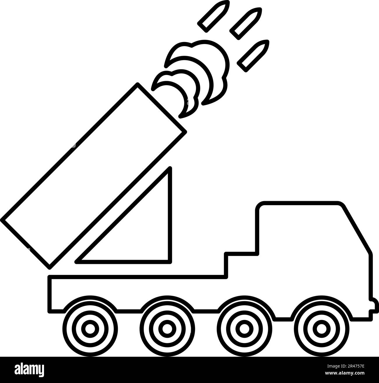 Multiple launch volley reactive rocket system fire shoots missiles ...