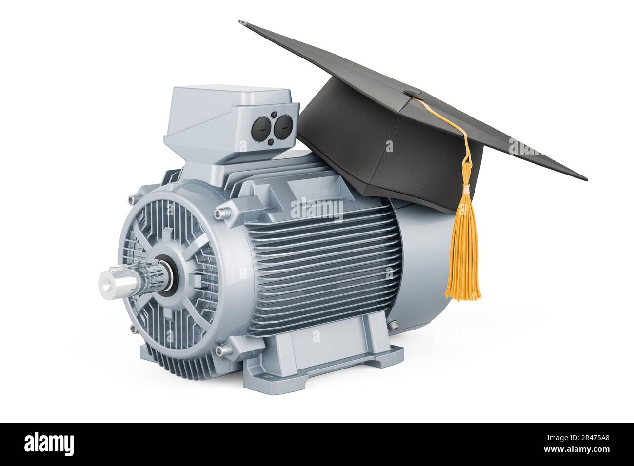 Industrial electric motor with graduation hat. 3D rendering isolated on ...