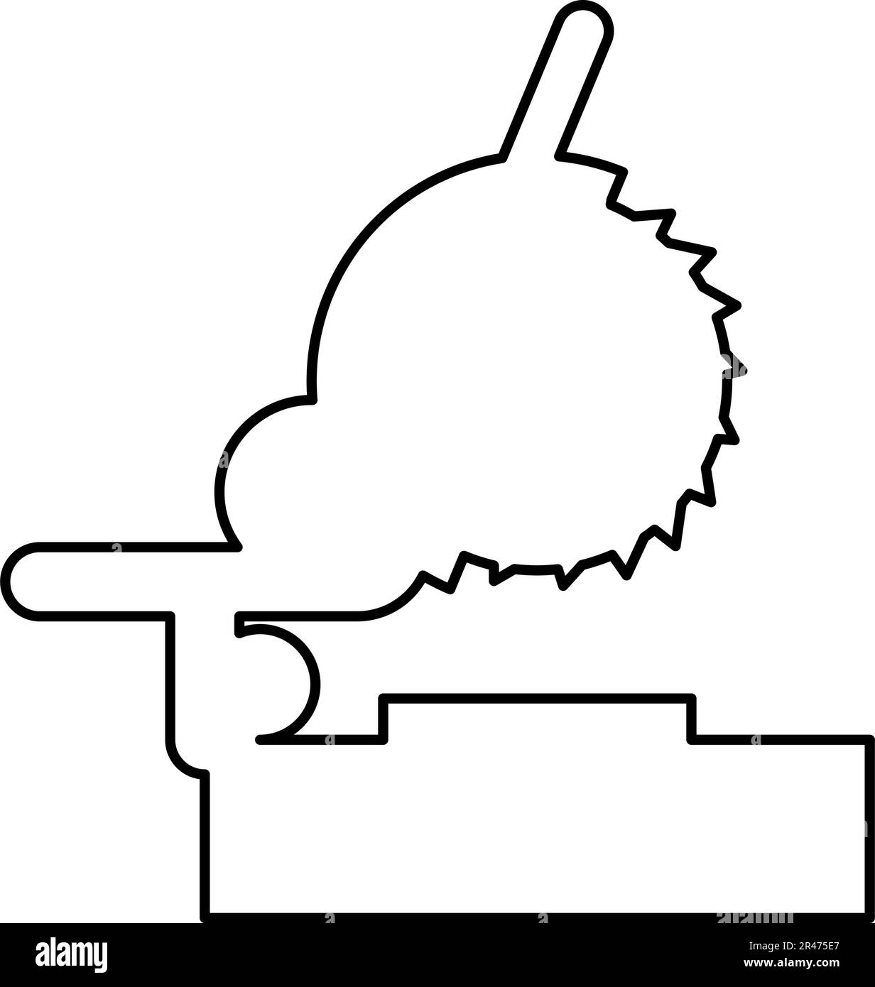 Miter saw bench steel cut off machine carpentry workshop concept contour outline line icon black ...