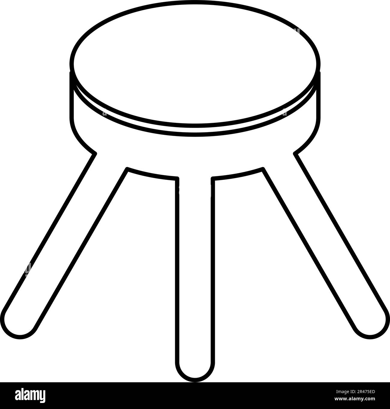 Stool with three legs furniture legged household concept contour ...